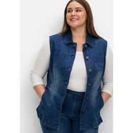 sheego Große Größen: Taillierte Jeansweste mit Umlegekragen, blue Denim, Gr.44