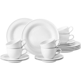 Seltmann Weiden Kaffeeservice Geschirr-Set, Service Beat (18-tlg), 6 Personen, Porzellan, Rillendekor, 18 Teile, für 6 Personen, weiß