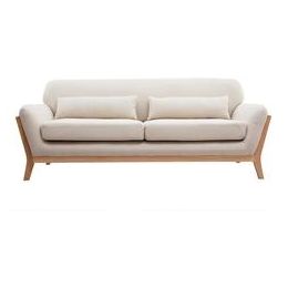 Miliboo Beigefarbenes skandinavisches 3-Sitzer-Sofa mit Holzbeinen YOKO