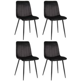 CLP 4er Set Esszimmerstuhl gepolstert Dijon, mit Ziern&auml;hten & Bodenschonern, Polsterstuhl f&uuml;r Esszimmer & K&uuml;che, belastbar bis 150 kg