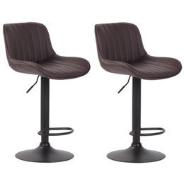 CLP 2er Set Barhocker Lentini Kunstleder Mit Fu&szlig;st&uuml;tze I Thekenhocker H&ouml;henverstellbar & 360&deg; Drehbar