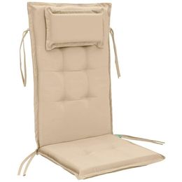 Gardenista - Outdoor Premium hohe Rückenlehne Stuhl getuftete Sitzpolster mit Kopfstütze für Garten faltbar Kissen mit sicheren Bindungen