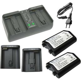 TRADESHOP 3in1 Set: 2x Li-Ion Akku + Dual-Ladegerät inkl. BA-T10 BA-T20 Ladeschalen kompatibel mit D6 D4 D4S D5 Z9 D850 Digicam Kamera - Trade-shop