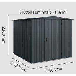 Metall-Gerätehaus Trend mit Satteldach Typ 2, 259 x 248 cm anthrazitgrau 5,7 m² 1-flüglige Tür - Hörmann Ecostar