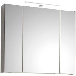 Lomadox Badezimmer Spiegelschrank, 80 cm breit, QENA-66 in Quarzgrau Matt Touch, b/h/t ca. 80/70/16 cm - grau