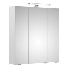 Lomadox Spiegelschrank 65 cm inkl. LED-Aufsatzleuchte QUEBEC-66 in weiß Glanz, b/h/t: ca. 65/70/16 cm - weiß