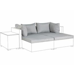 Beliani Set Kissenbezüge für Gartenlounge Grau Polyester Reißverschlüsse UV-Schutz 4 Sitz- 2 Seiten- und 2 Rückenkissenbezüge Garten Balkon - Grau