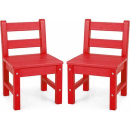 2er Set Kinderstühle, aus Holz, mit Rückenlehnen zum Malen & Lesen, für Indoor & Outdoor Rot - Costway