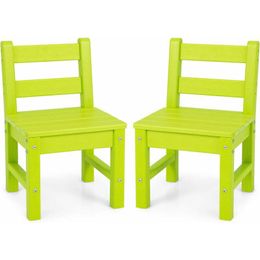 Costway 2er Set Kinderstühle, aus Holz, mit Rückenlehnen zum Malen & Lesen, für Indoor & Outdoor Grün