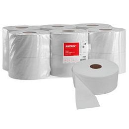 Katrin Jumbo-Toilettenpapier Gigant S2 2-lagig Recyclingpapier, 12 Rollen