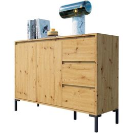 Kommode Wildeiche Artisan Eiche Sideboard Modern Vintage - 120x87x40 cm (BxHxT) - Highboard Anrichte - [Savage.two] Wohnzimmer Schlafzimmer Flur