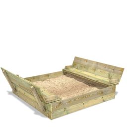Sandkasten Flippey mit Klappdeckel - Sandkasten mit Sitzbank und integriertem Deckel - 130 x 165 cm - Wickey