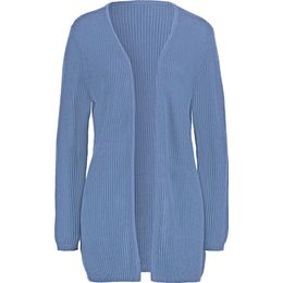 Damen Strickjacke mit gerippten Abschl&uuml;ssen bleu, Gr&ouml;&szlig;e 48