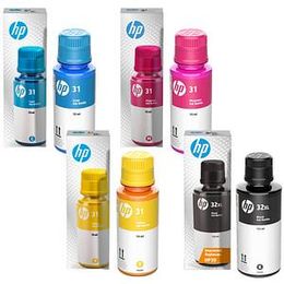 HP 32XL + 31 (1VV24AE/1VU26AE/1VU27AE/1VU28AE) schwarz, cyan, magenta, gelb Tintenflaschen, 4er-Set