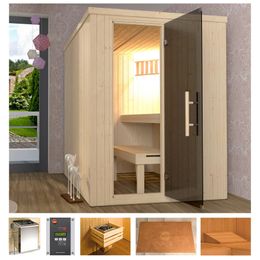 Weka Sauna "Classic" Saunen 7,5 kW Bio-Kombiofen mit ext. Steuerung beige (natur) Saunen