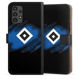 DeinDesign Handyhülle Hamburger SV HSV Offizielles Lizenzprodukt HSV Scratch, Samsung Galaxy A13 4G Hülle Handy Flip Case Wallet Cover, schwarz