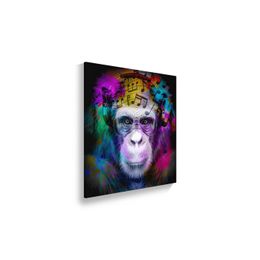 WallSpirit Leinwandbild "Affe mit Kopfhörer" Modern Art