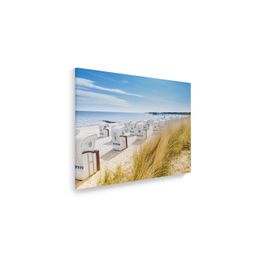 WallSpirit Leinwandbild "Ostsee mit Strandkörbe"