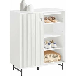 sobuy FSB62-W Schuhschrank Küchenschrank Sideboard mit Schiebetüren Kommode Schrank Beistellschrank Aufbewahrungsschrank Weiß BHT ca.: 70x87x37cm