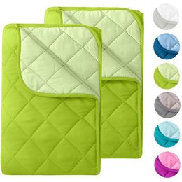 wometo 2 Stück Microfaser Sommer Steppbett im Wende-Design 135x200 – OekoTex grün und hellgrün kochfest 95° Leichtsteppbett für Camping und heiße