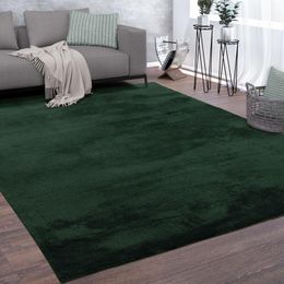Teppich Wohnzimmer Kurzflor Waschbar Einfarbiger Moderner Stil Weich Grün 120x170 cm - Paco Home