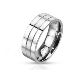 BUNGSA Fingerring Ring dreireihig Silber aus Edelstahl Unisex (Ring