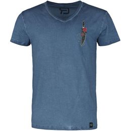 Red by EMP T-Shirt mit Dolch und Stickerei T-Shirt blau in L