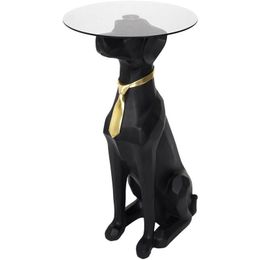 Deko-Couchtisch Sitzender Hund Glasplatte 66 cm