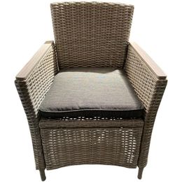 Sessel aus Synthetischem Rattan und Stahl Chillvert Turin 65x68,5x93,5 cm mit Kissen in Anthrazit