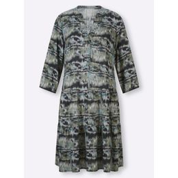 Heine Witt Damen Druckkleid mit elastischen B&uuml;ndchen, schilf-jade-bedruckt, Gr&ouml;&szlig;e 38