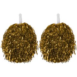 Schnoschi Kostüm 2 Stück Pompons Cheerleading Cheerleader Tanzwedel Puschel Pom Pons, goldfarben, gold