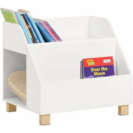sobuy - KMB54-W Kinderregal mit 3 Fächern Spielzeugregal Bücherregal Kinder Aufbewahrungsregal für Kinder Standregal mit Massivholzbeine weiß bht