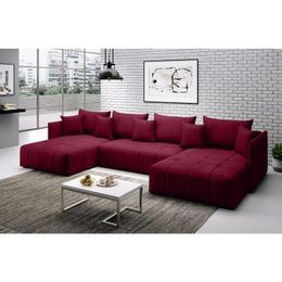FURNIX U-Form-Sofa ASVIL Wohnzimmersofa mit Schlaffunktion und Bettkasten MH59