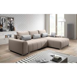 Furnix - Loreta Eckcouch L-Form Sofa Schlafsofa Couch Schlaffunktion EN2+20 Beige Mint