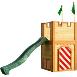 Spielhaus Arthur mit grüner Rutsche Spielschloss aus fsc Holz für Kinder Spielturm für den Garten - Braun - AXI