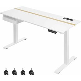 Songmics - vasagle Höhenverstellbarer Schreibtisch elektrisch, 60 x 140 cm Tischoberfläche, stufenlos verstellbar, Memory-Funktion mit 4 Höhen, weiß,