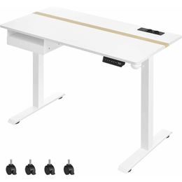 Songmics - vasagle Höhenverstellbarer Schreibtisch elektrisch, 60 x 120 cm Tischoberfläche, stufenlos verstellbar, Memory-Funktion mit 4 Höhen, weiß,
