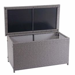 Poly-Rattan Kissenbox HHG 570, Gartentruhe Auflagenbox Truhe Basic grau, 51x115x59cm 250l - grey