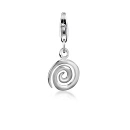NENALINA Charm-Einhänger Spirale Geo Kreis Charm rund 925 Silber, silberfarben