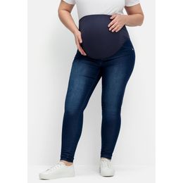 sheego Große Größen: Umstands-Treggings mit Überbauchbund, dark blue Denim, Gr.56