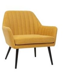 Miliboo Sessel im senfgelbem Samtdesign mit Metallfuß GASTON