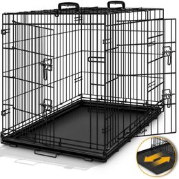 Hundekäfig 91x58x64cm Metall Transportkäfig Auto Hundebox Transportbox faltbar Drahtkäfig - TRESKO