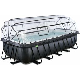 EXIT Black Leather Pool 540x250x122cm mit Sandfilterpumpe und Abdeckung - schwarz - Schwarz