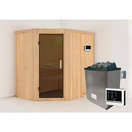 Karibu Sauna "Havasu" SET naturbelassen mit 9kW Ofen