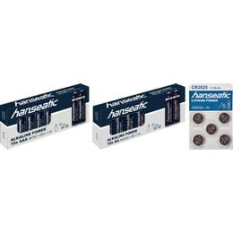 Hanseatic 25 Stück Batterie Mix Set Batterie, (25 St), 1x 10 AA + 1x 10 AAA + 1x 5 CR 2025, blau
