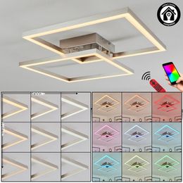 hofstein Relous Deckenleuchte LED Edelstahl, 2-flammig, Fernbedienung, Farbwechsler