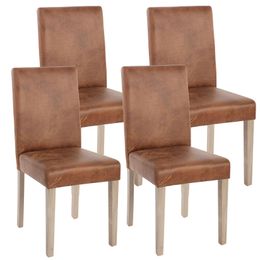 MCW 4er-Set Esszimmerstuhl Littau, Stuhl K&uuml;chenstuhl ~ Textil, Wildlederimitat, Beine Struktur - Eiche