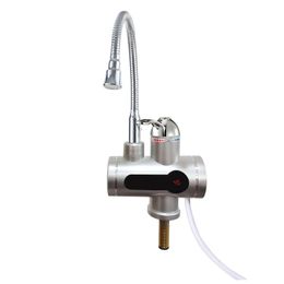 MAUK Wasserhahn mit Durchlauferhitzer, flexiblem Hals und Temperaturanzeige 3KW silber