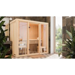 Karibu Sauna "View 2" SET naturbelassen 3,6kW Ofen finnisch