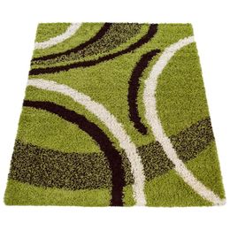 Paco Home Hochflor-Teppich »Mango 301« rechteckig 34 mm Höhe weicher Shaggy, modernes Design, ideal im Wohnzimmer & Schlafzimmer grün Obermaterial:...